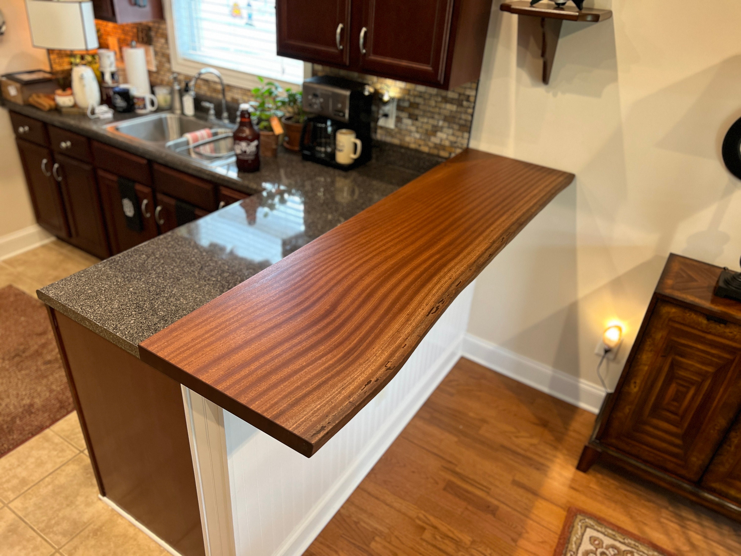 Sapele Live Edge Slab Wood Bar Top MTO - Etsy