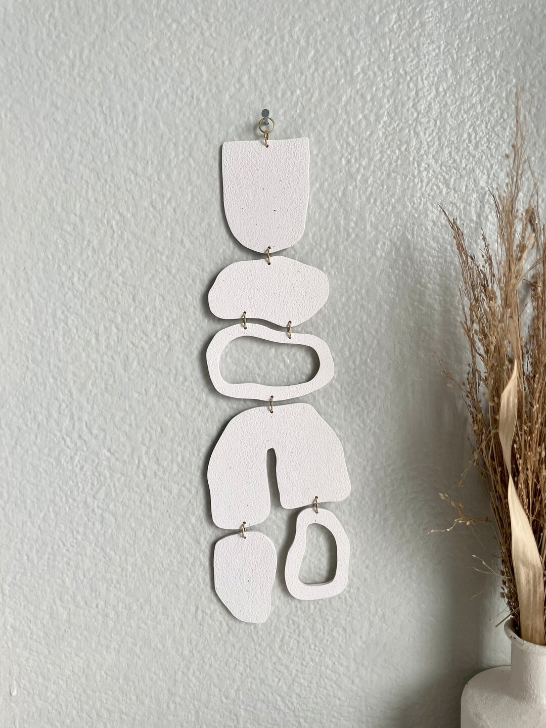 POLYMER CLAY DECOR Organic Shapes Off-white Textured Wall Hanging ...