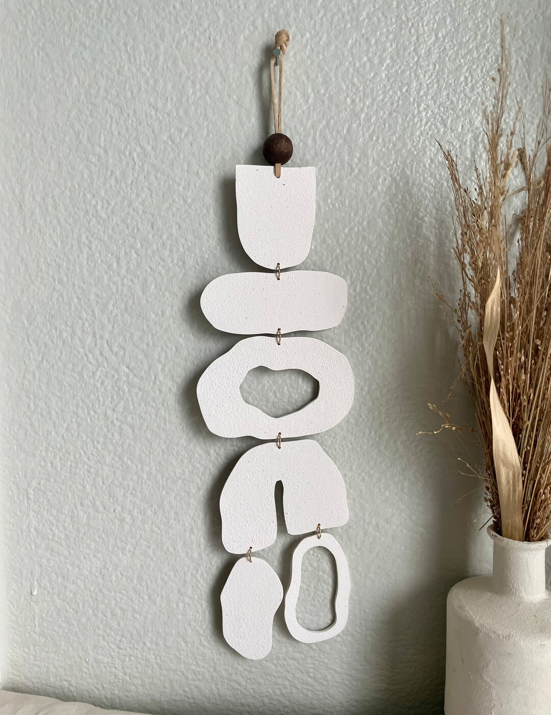 POLYMER CLAY DECOR Organic Shapes Off-white Textured Wall Hanging ...