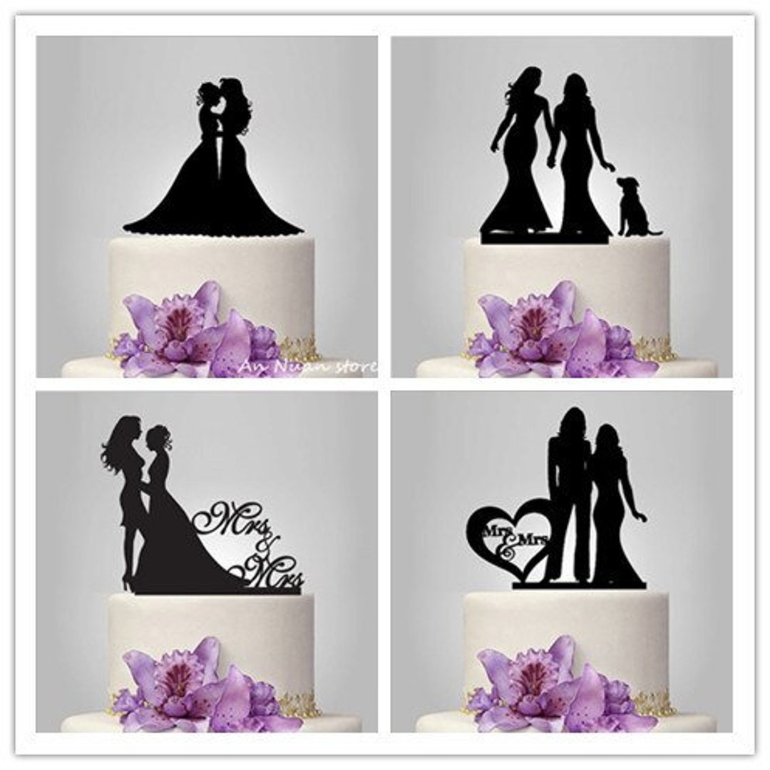 Lesbian Hug Kiss Wedding Cake Topper Mrs & Mrs Cake Topper - Etsy