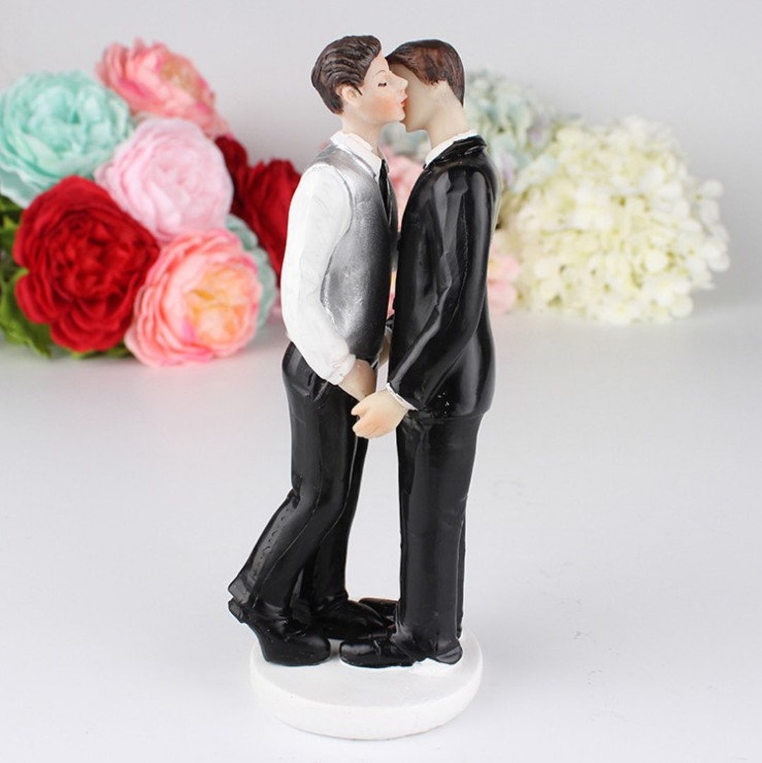 Gay Couple Wedding Cake Topper Gay Grooms / Gay Lesbian Cake - Etsy