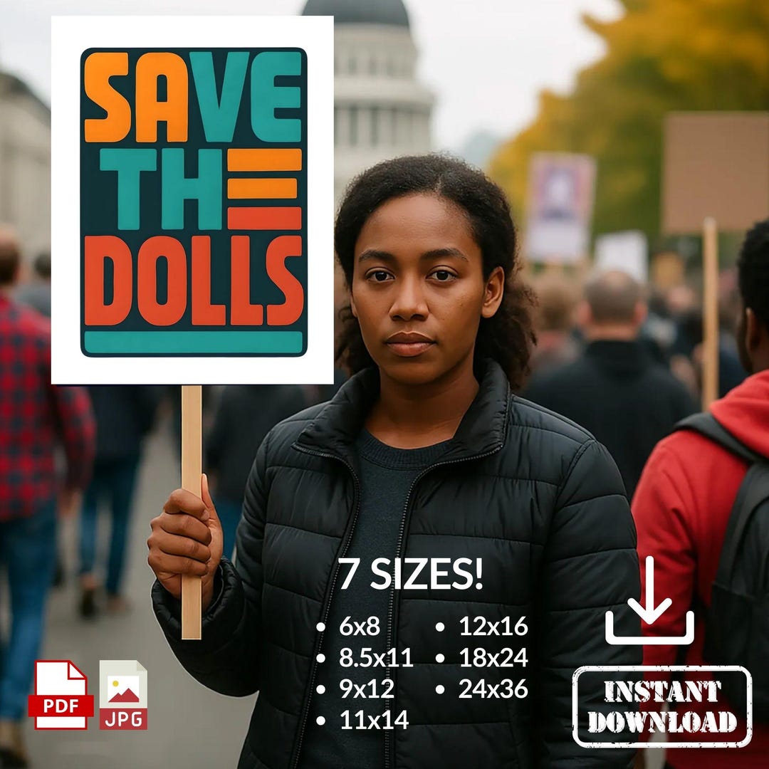 Save the Dolls Retro Sign for March, Printable Poster Digital Art ...