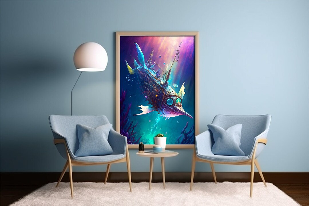 Steampunk Painting Fish Drawing Fish Painting Ocean Painting Steampunk ...
