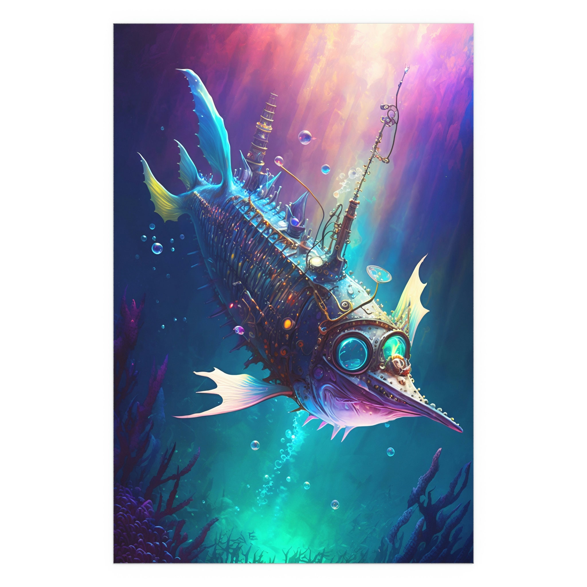 Steampunk Painting Fish Drawing Fish Painting Ocean Painting Steampunk ...