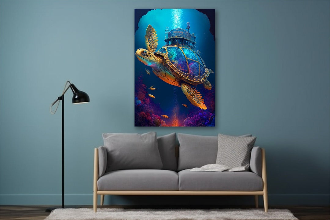 Steampunk Painting Turtle Drawing Turtle Painting Ocean Painting ...