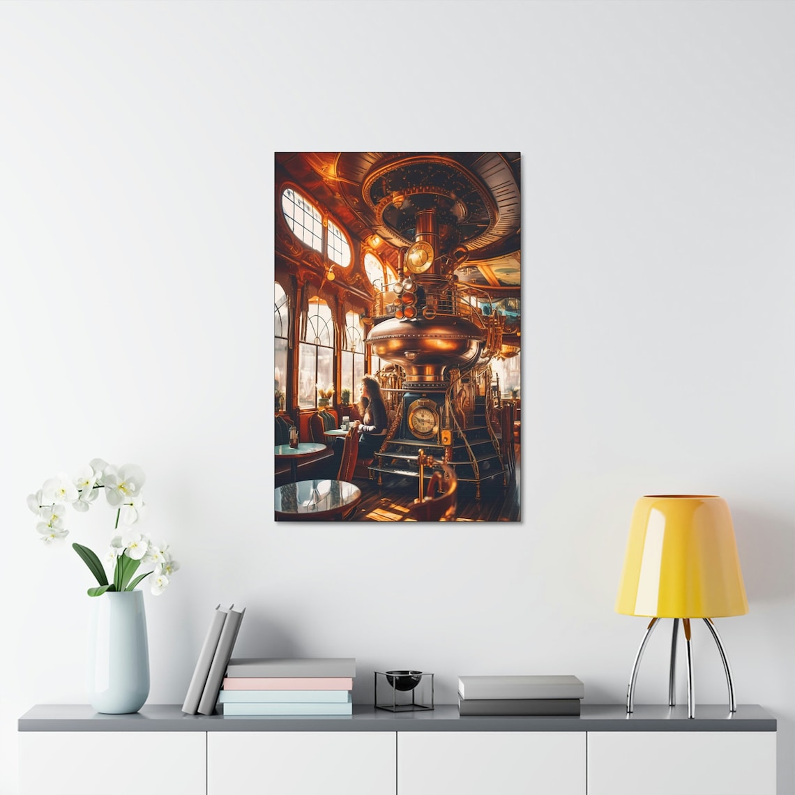 Steampunk Decor Vintage Drawing Steampunk Painting Train Drawing ...