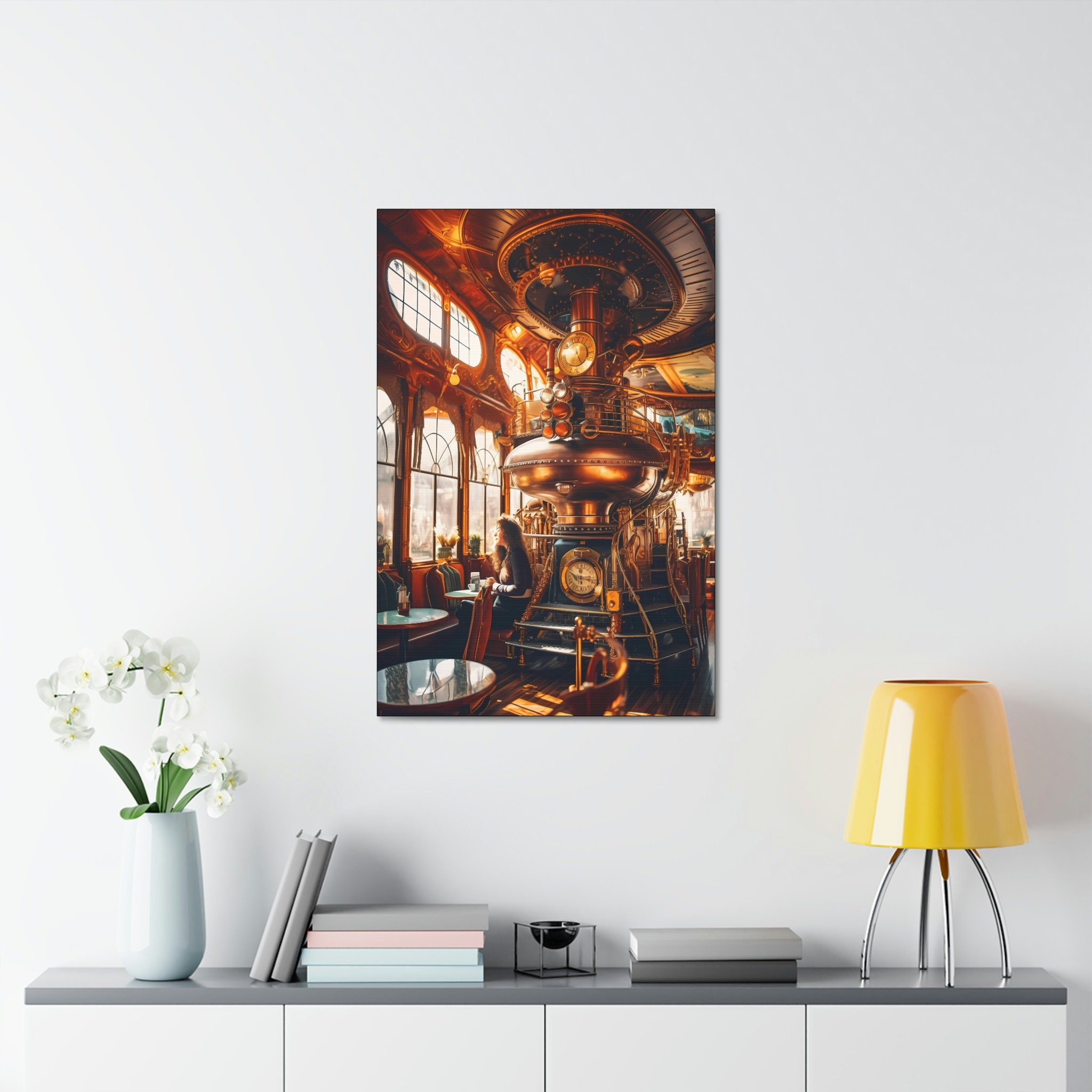 Steampunk Decor Vintage Drawing Steampunk Painting Train Drawing ...