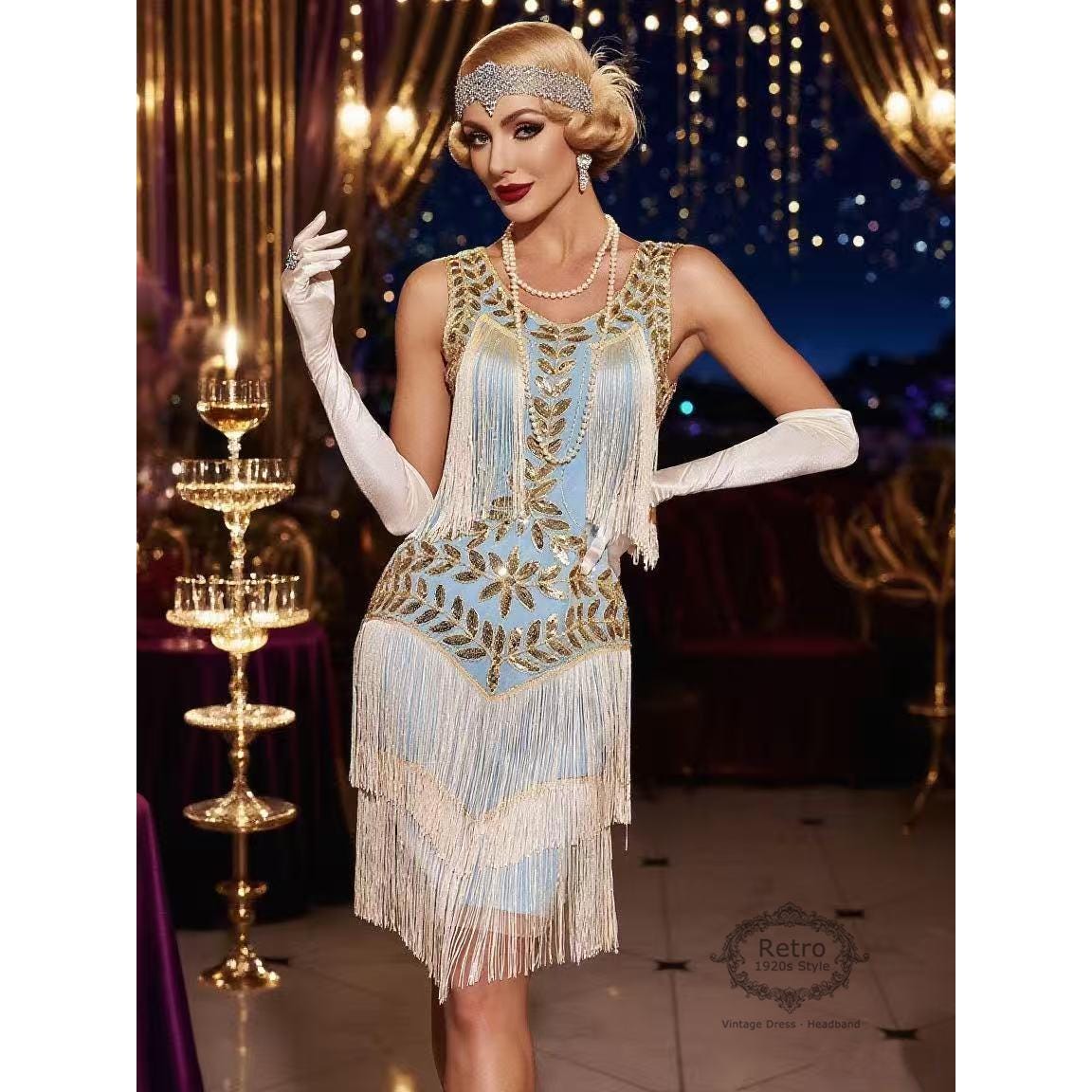 1920s Gatsby Flapper Dress: Beaded Sequin Embroidered Evening Gown - Etsy