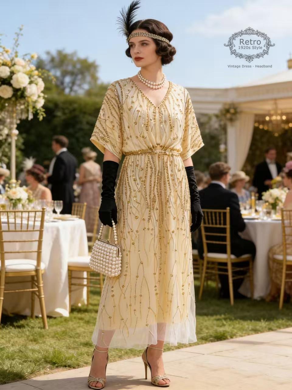 1920s Beaded Maxi Dress | Art Deco Embroidered Evening Gown - Etsy