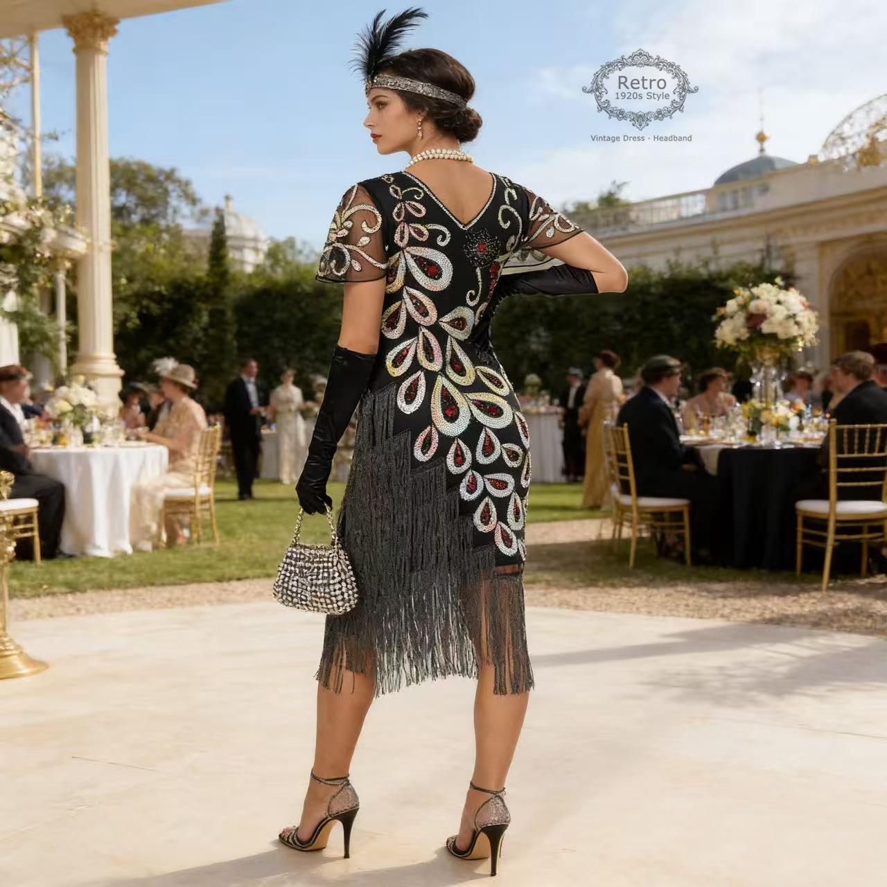 1920s Gatsby Flapper Dress: Beaded Sequin Embroidered Evening Gown - Etsy