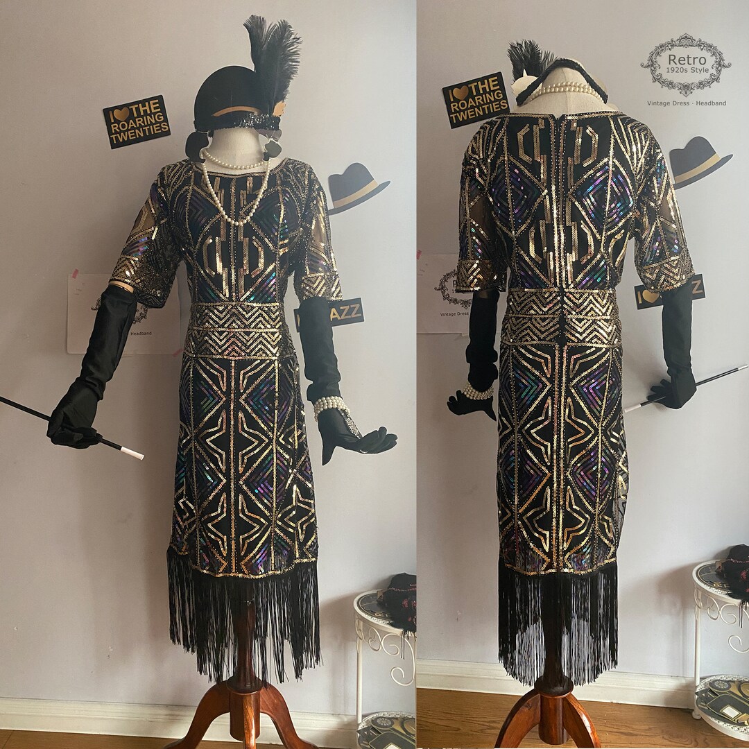 5PC Flapper Great Gatsby Alice Dress,prom Fringe Dress 1920s Vintage ...