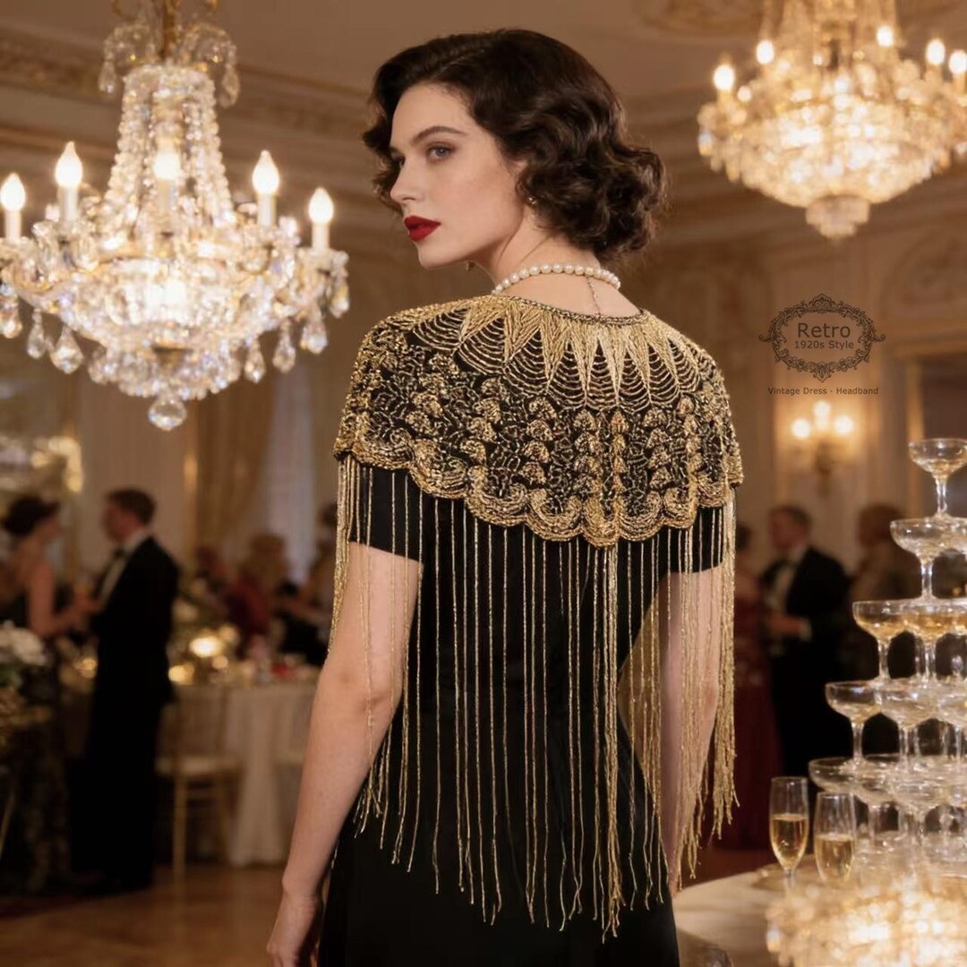 1920s Art Deco Sequin Beaded Capelet: Flapper Bridal Cover-up - Etsy