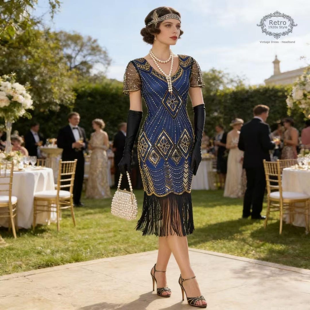 1920s Gatsby Flapper Dress: Beaded Sequin Embroidered Evening Gown - Etsy