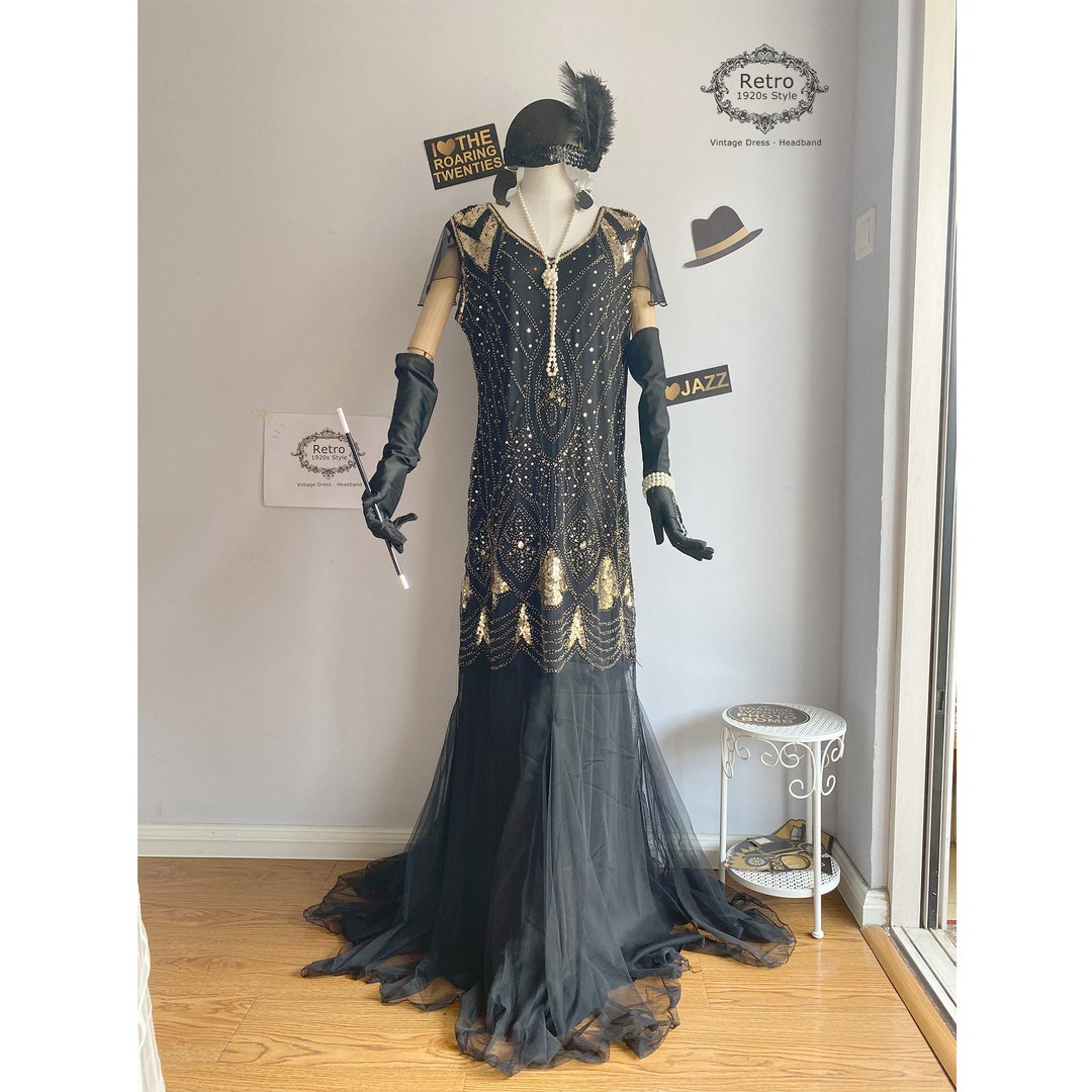 Sequin Mermaid Flapper Dress, 1920s Gatsby Style (includes Accessories ...