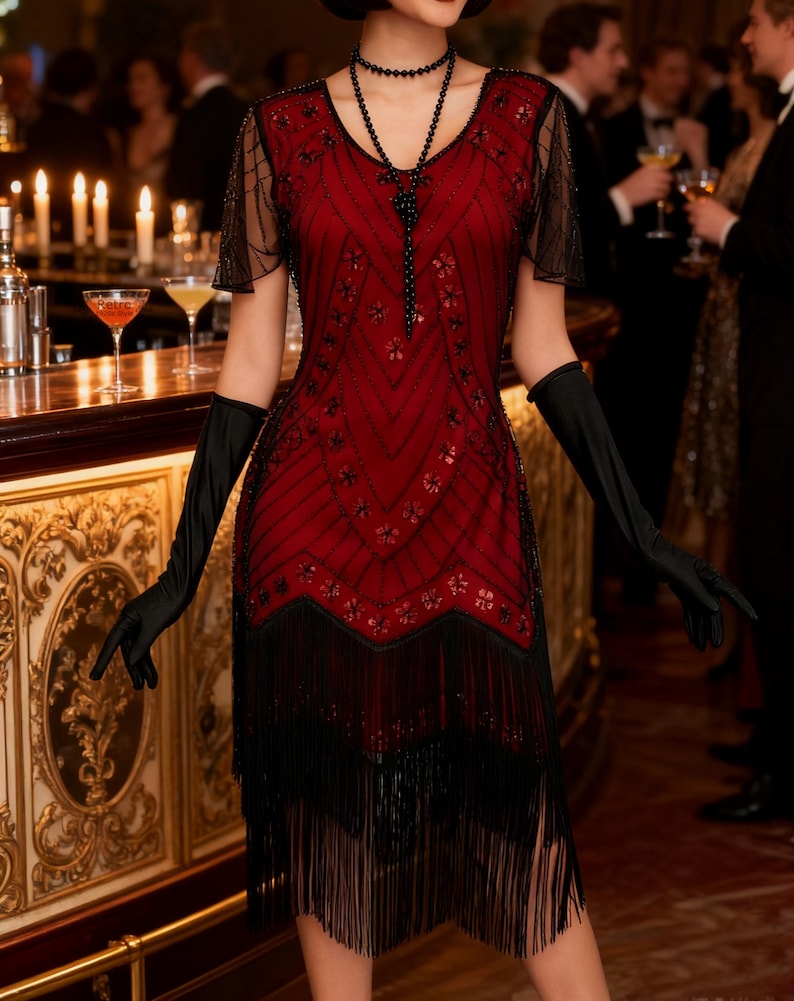 1920s Gatsby Flapper Dress: Beaded Sequin Embroidered Evening Gown - Etsy