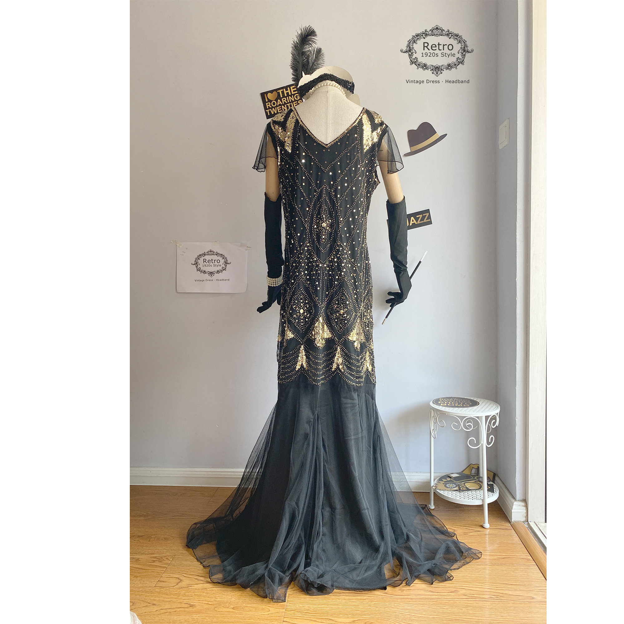 Sequin Mermaid Flapper Dress, 1920s Gatsby Style (includes Accessories ...