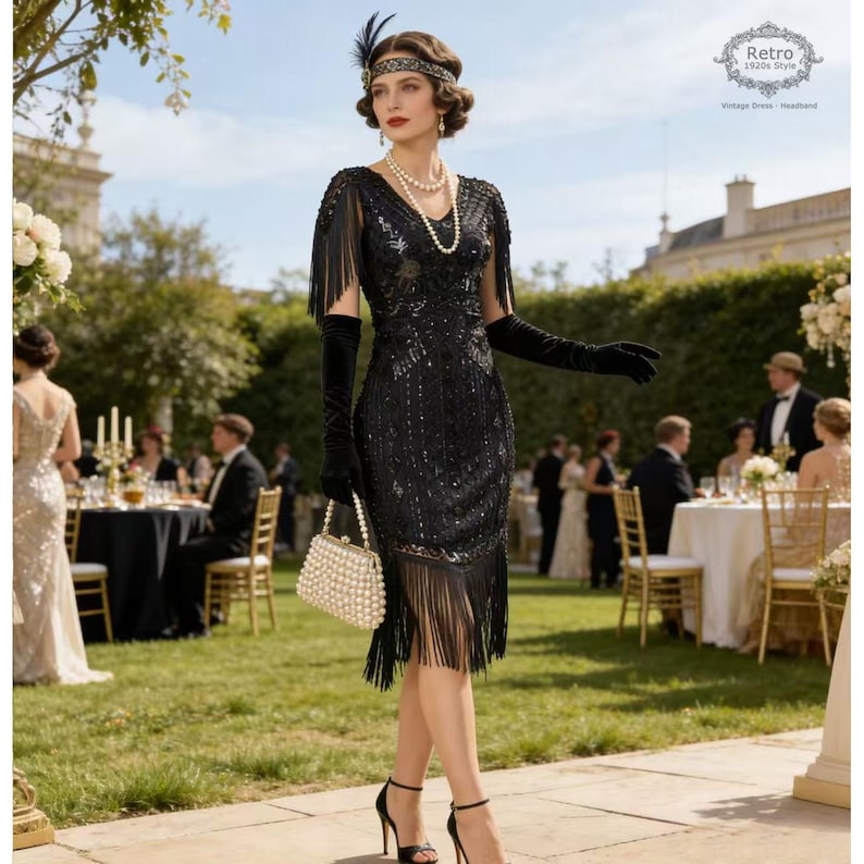 1920s Gatsby Flapper Dress: Beaded Sequin Embroidered Evening Gown - Etsy