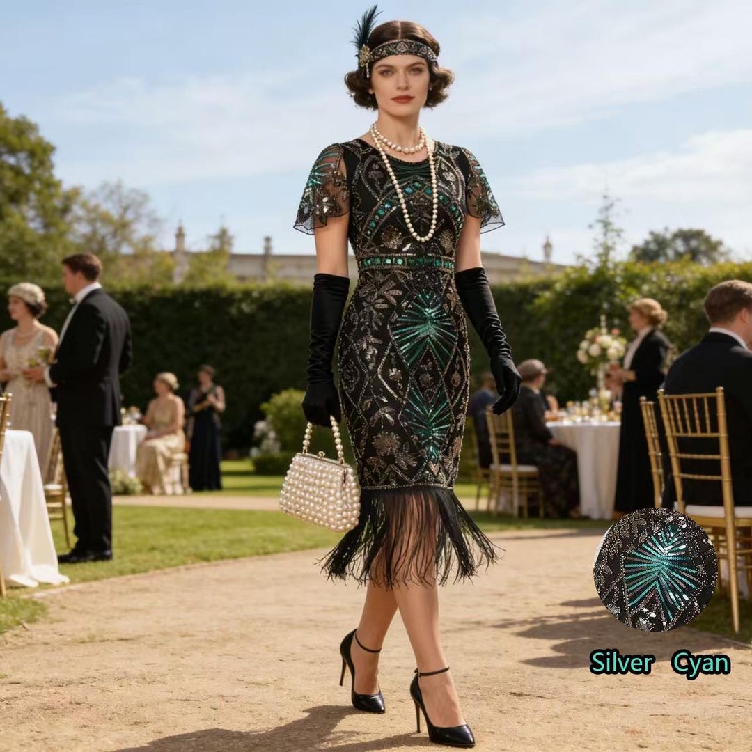 1920s Gatsby Flapper Dress: Beaded Sequin Embroidered Evening Gown - Etsy