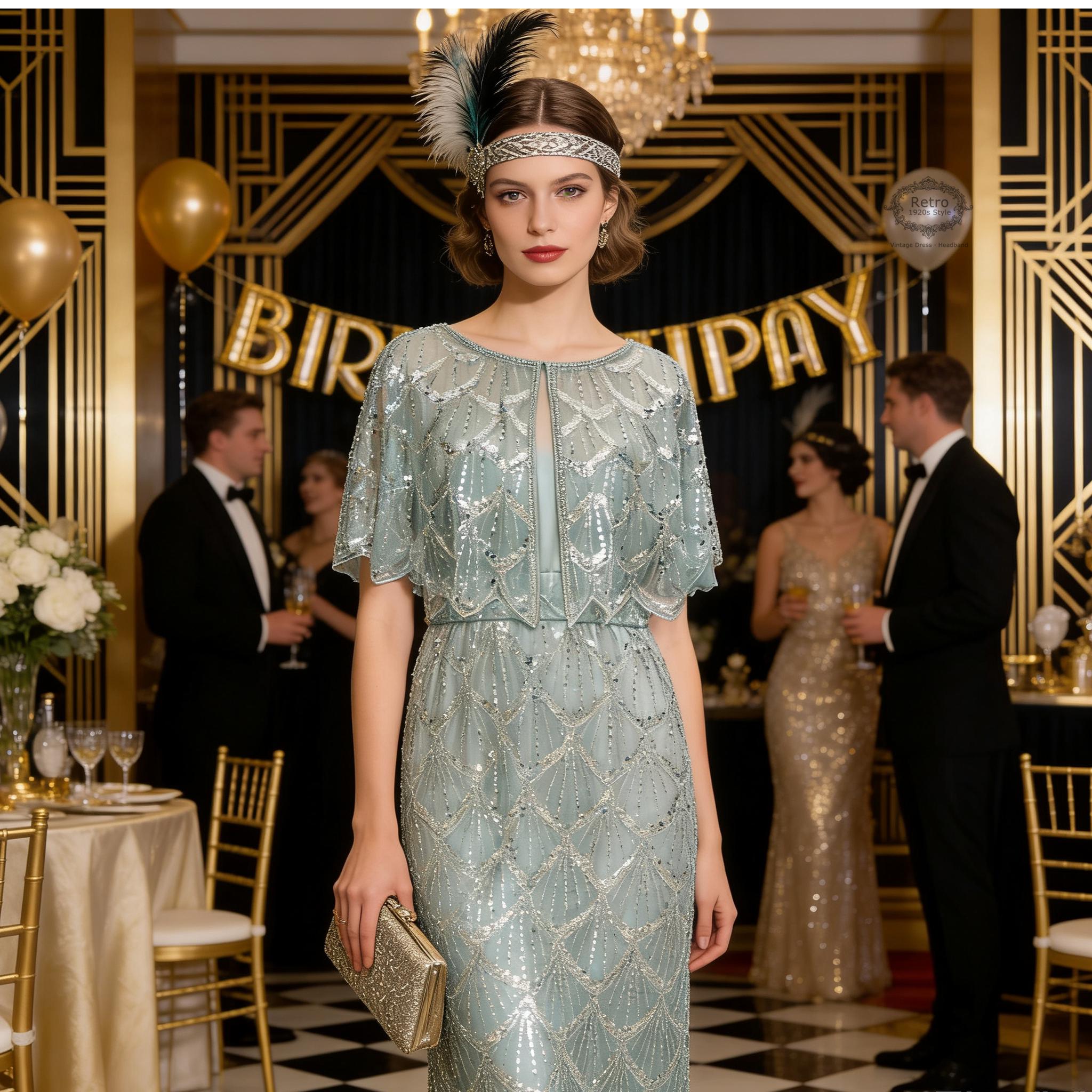 1920s Sequin Evening Gown: Gatsby Flapper Party Dress - Etsy
