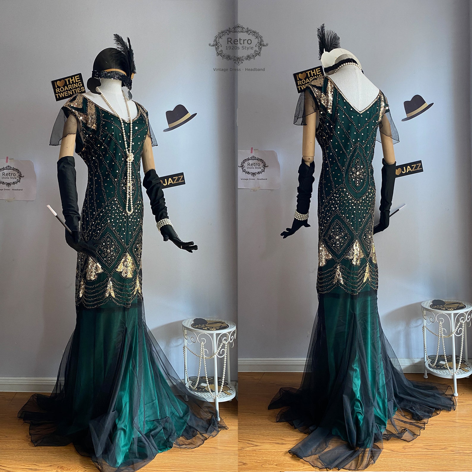 5PC Formal Evening Long Flapper Dress 1920s Gatsby Charleston - Etsy