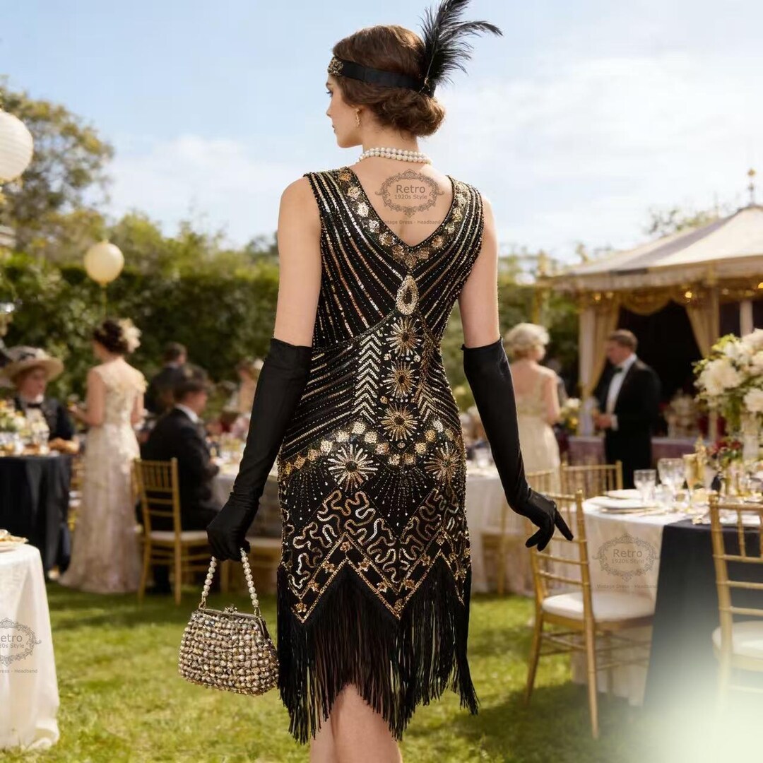 1920s Gatsby Flapper Dress: Beaded Sequin Embroidered Evening Gown - Etsy