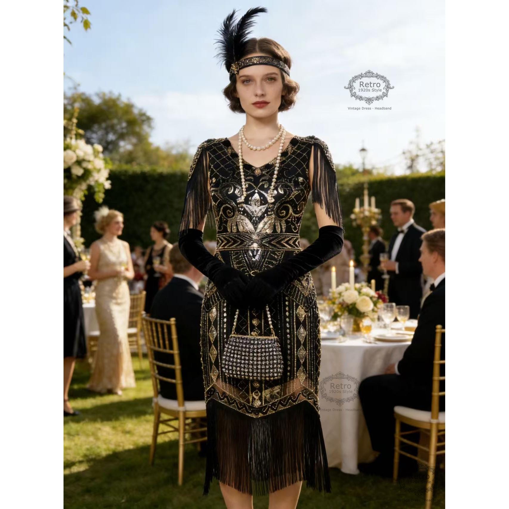 1920s Gatsby Flapper Dress: Beaded Sequin Embroidered Evening Gown - Etsy