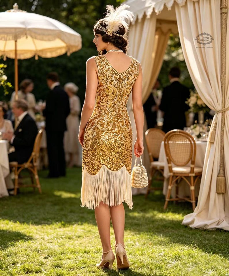 1920s Gatsby Flapper Dress: Beaded Sequin Embroidered Evening Gown ...