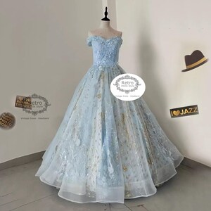 Bella Glitter Ball Gown: Floral Princess Prom Dress - Etsy