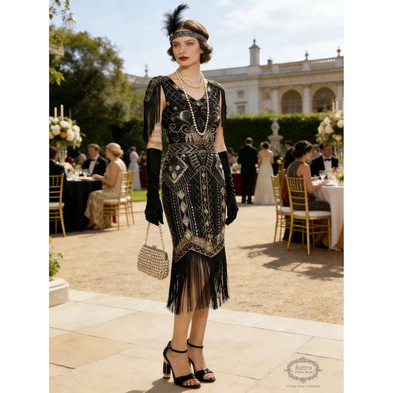1920s Gatsby Flapper Dress: Beaded Sequin Embroidered Evening Gown - Etsy