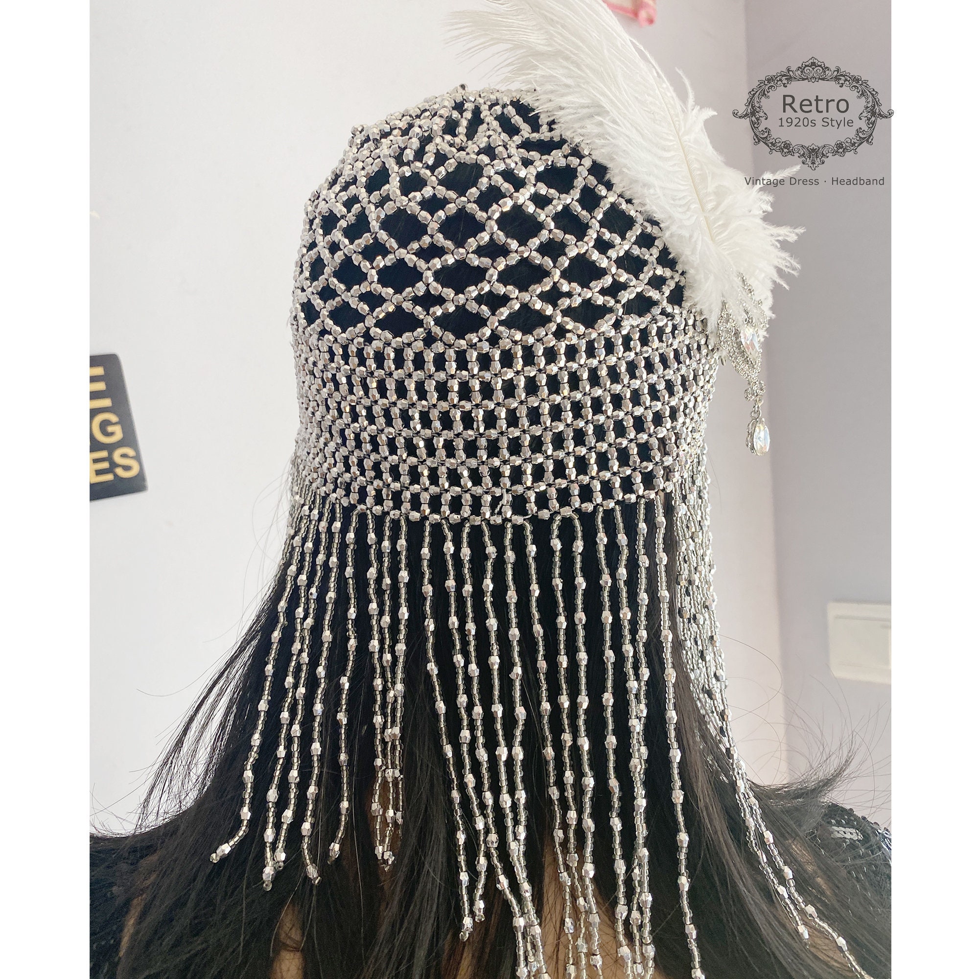 1920s Beaded Fringe Flapper Headpiece: Gatsby Wedding Headband - Etsy