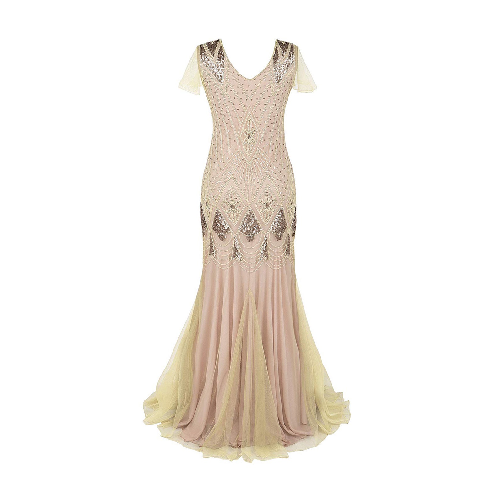 Beige Sequin Flapper Dress, 1920s Gatsby Style - Etsy