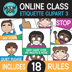 Online Classroom Etiquette CLIPART Set 3 Zoom Rules, Online Class Rules ...