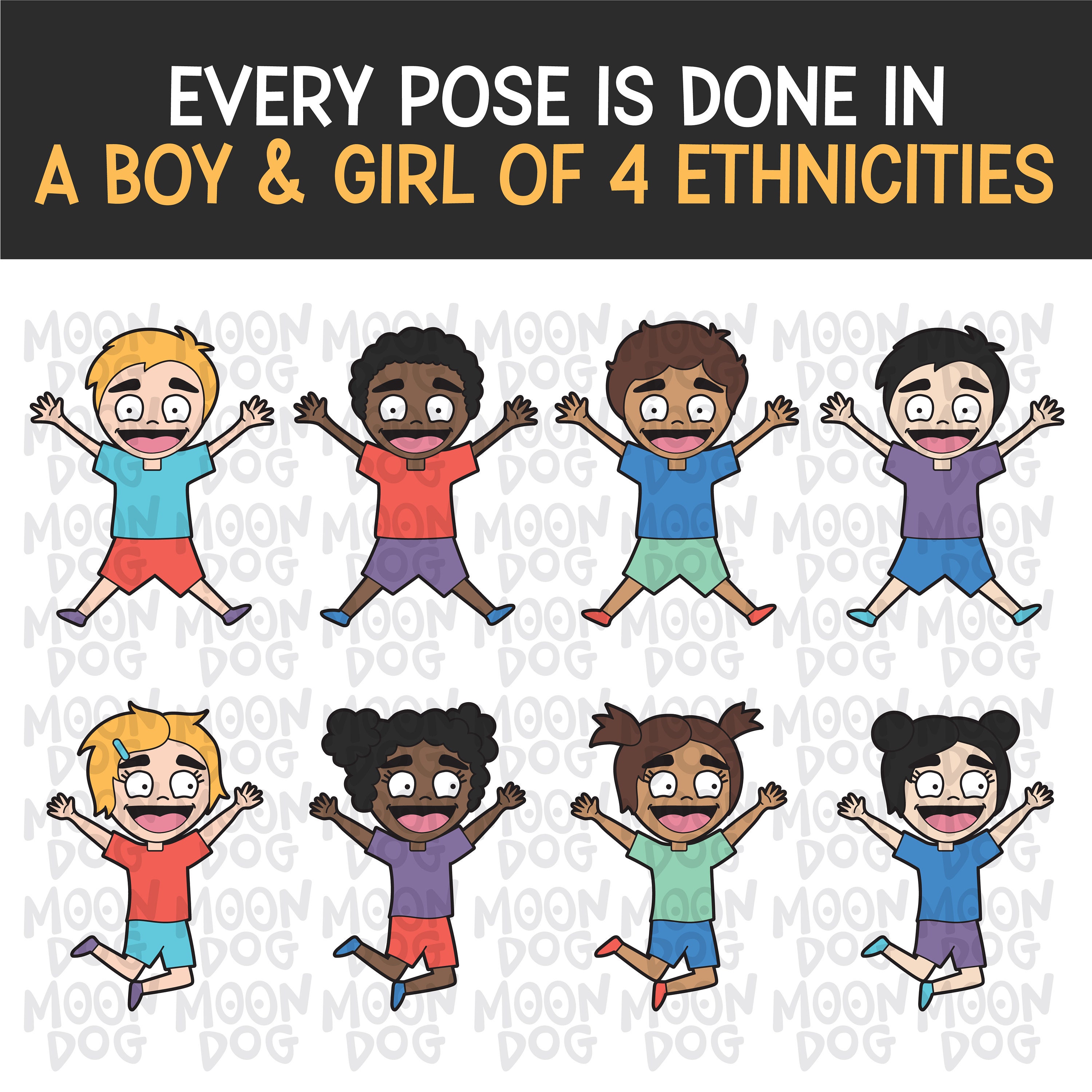 Multicultural School Children Clip Art