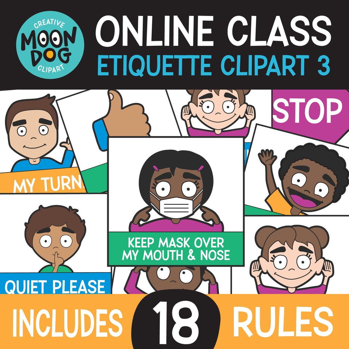 Online Classroom Etiquette CLIPART Set #3 - Zoom Rules, Online Class ...