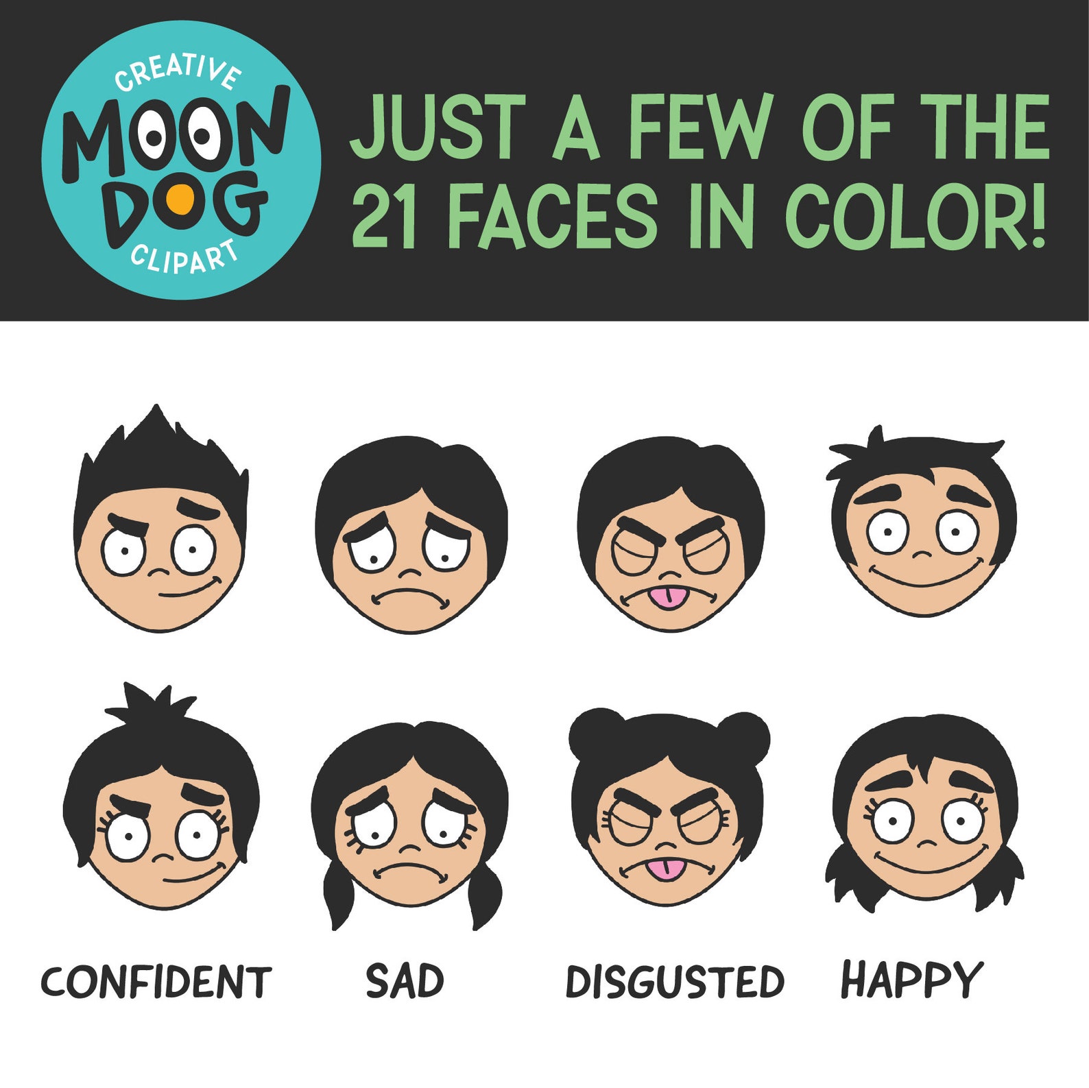 Emotions Clipart With Multi-cultural Children, Diverse Boys & Girls ...