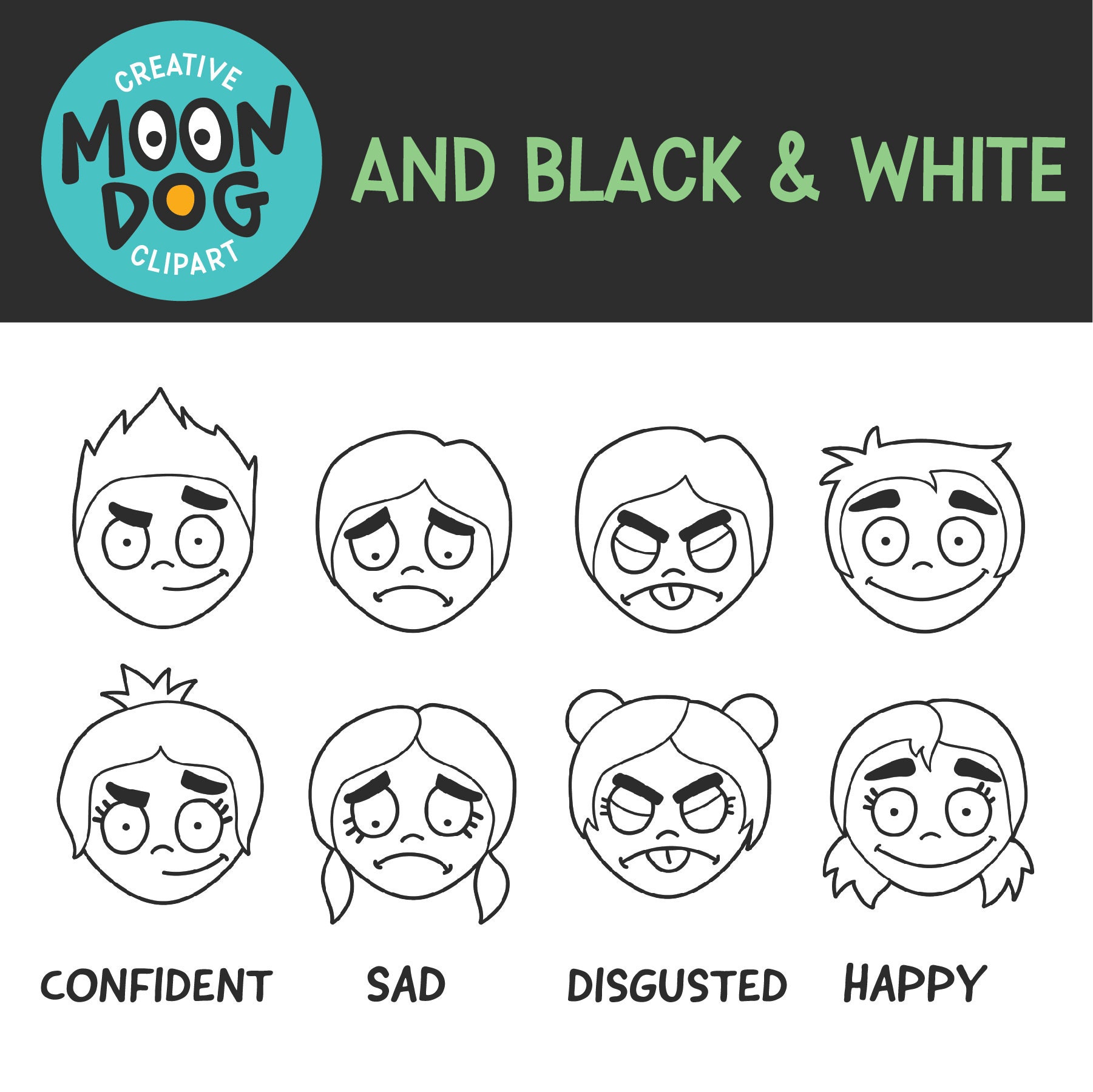 Emotions Clipart With Multi-cultural Children, Diverse Boys & Girls ...