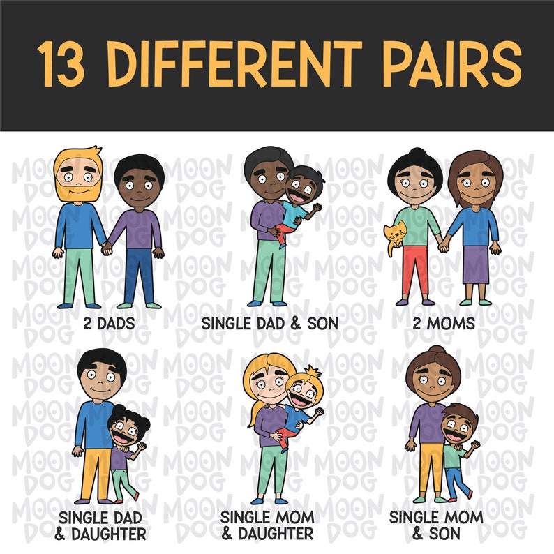 Diverse Families Multi-cultural Clipart - Etsy