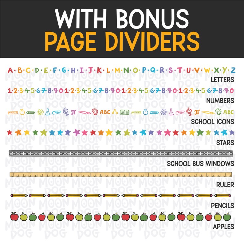 Back to School Borders & Page Dividers Clipart - Etsy
