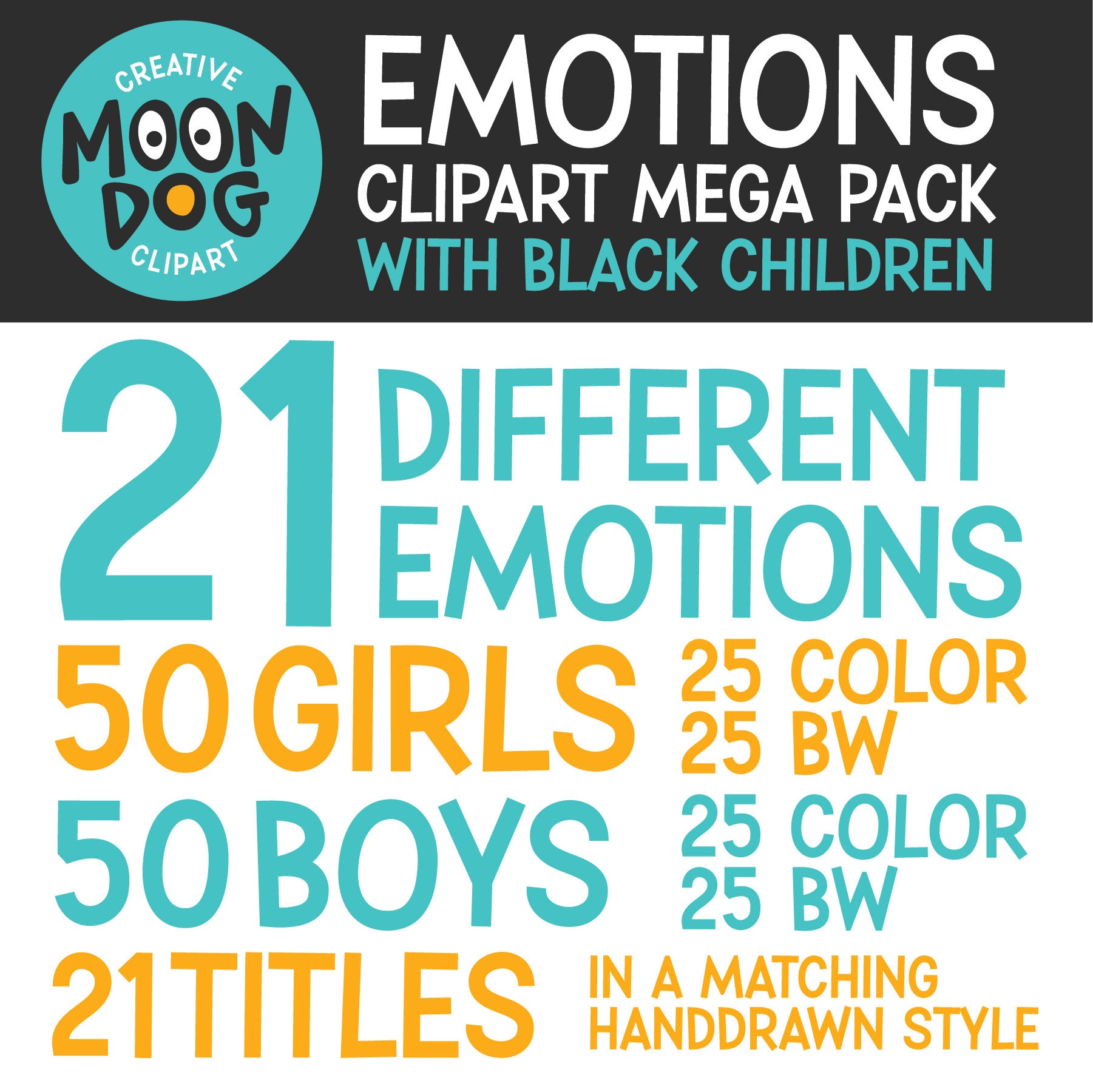 Emotions Clipart With Black Children, Boys & Girls Faces - Etsy