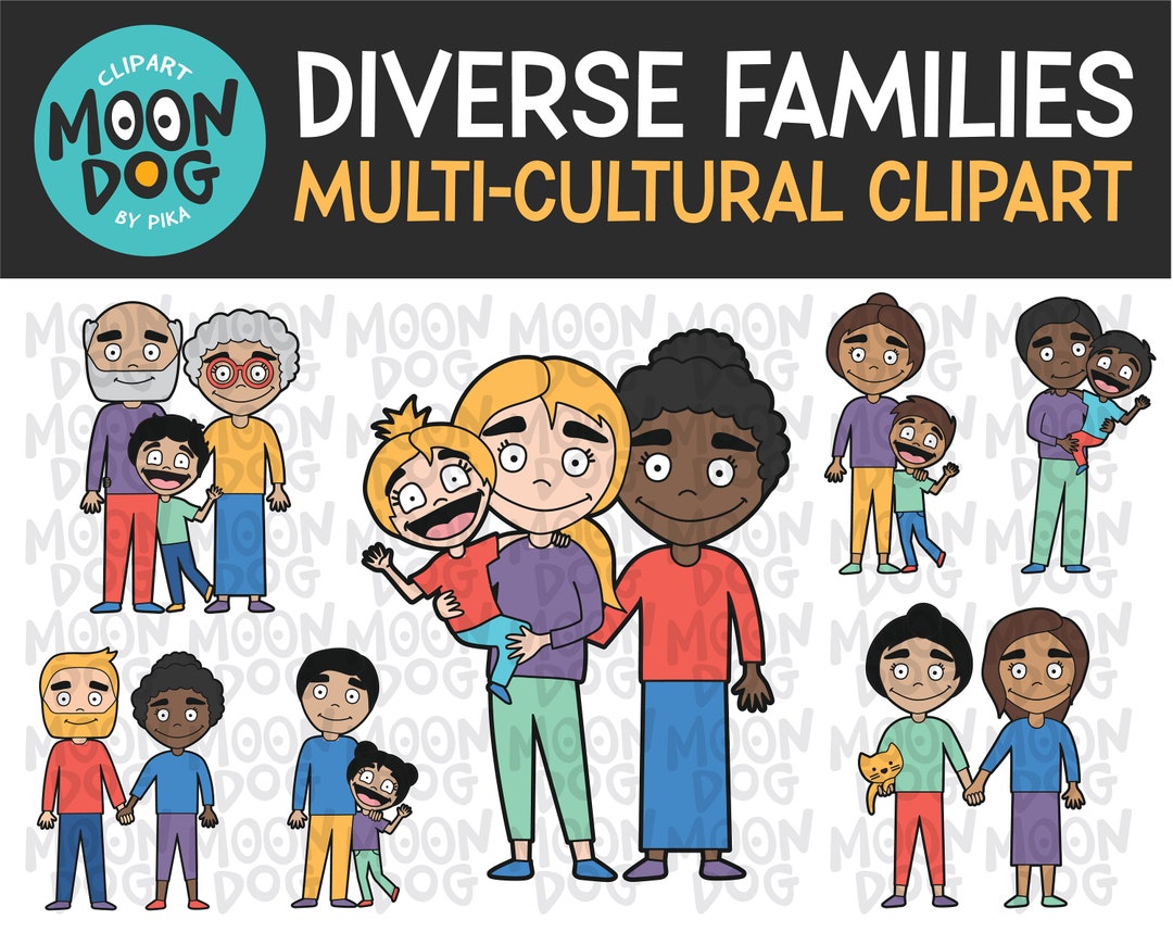 Diverse Families Multi-cultural Clipart - Etsy
