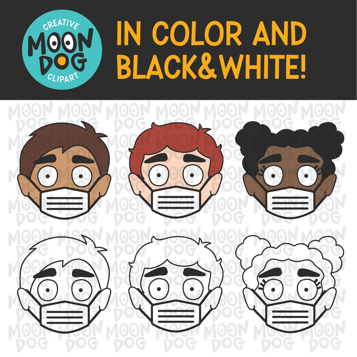 Diverse Kids Wearing Masks Clipart - Multicultural Kids Clipart - Etsy