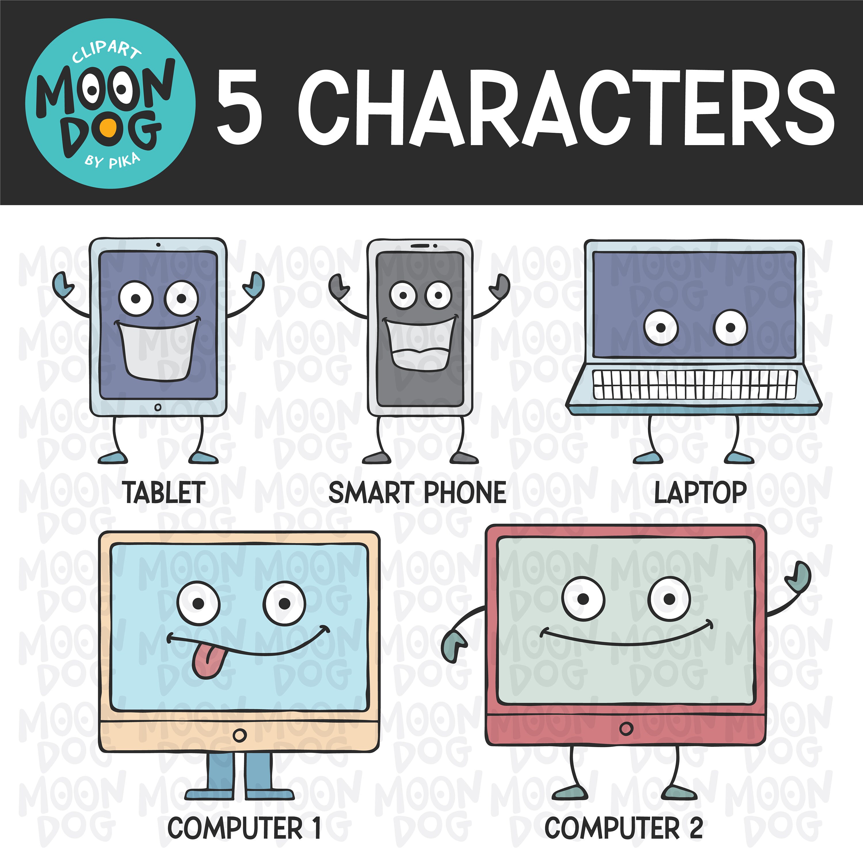 Technology Characters Clipart - Doodle-style, Hand Drawn Graphics - Etsy