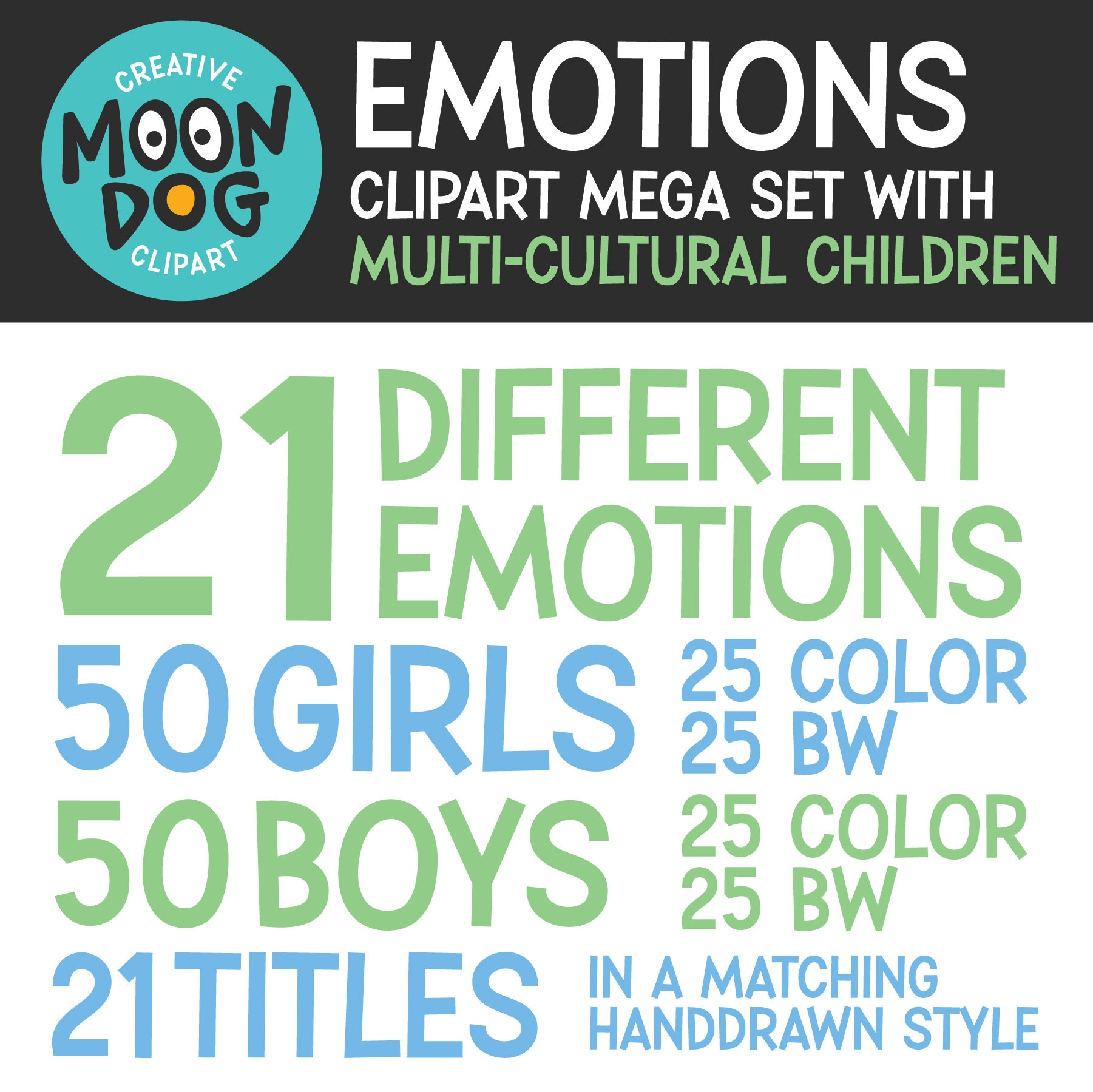 Emotions Clipart With Multi-cultural Children, Diverse Boys & Girls ...
