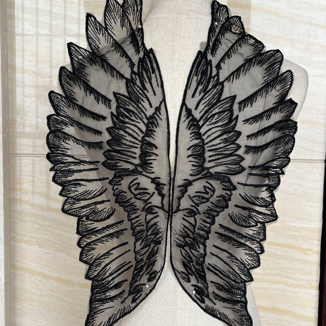 Angel Wings Organza Embroidery Lace Applique Shoulder Embroidery Wings ...