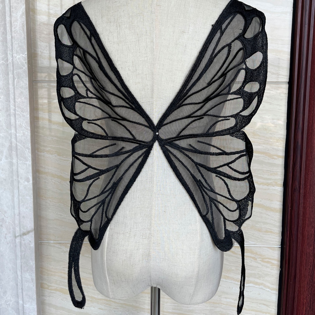 Butterfly Wing Back Collar Embroidered Lace Applique Diy Handmade Cloth ...