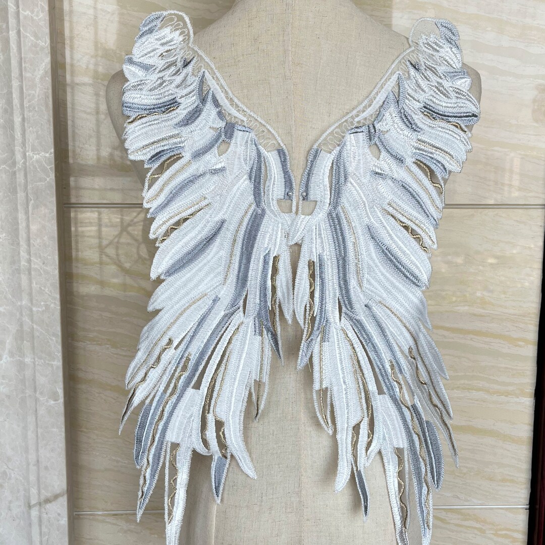 Wing Patch Handmade Diy Embroidered Lace Applique Phoenix Tail Flower ...
