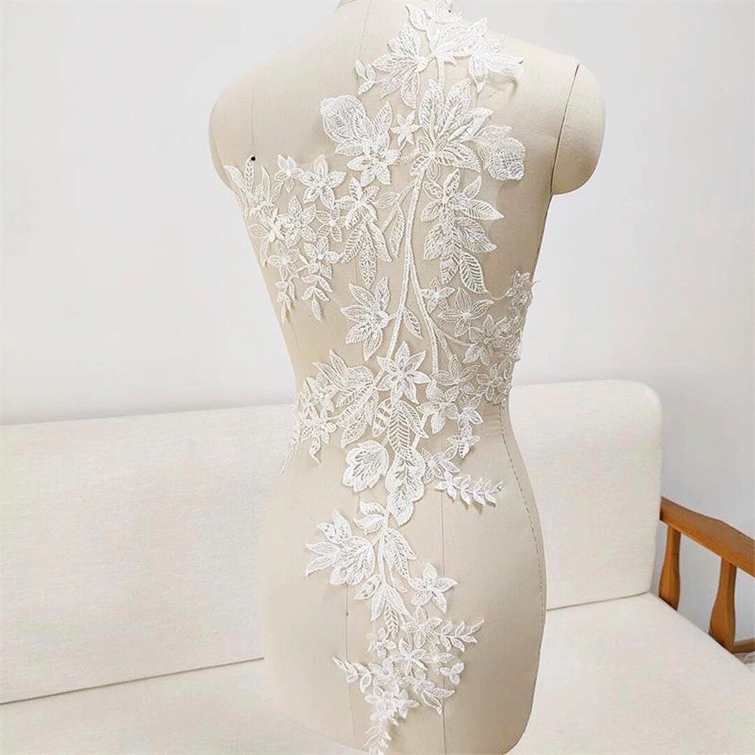 Off White Leaves Embroidery Applique: Wedding Dress Lace Patch - Etsy