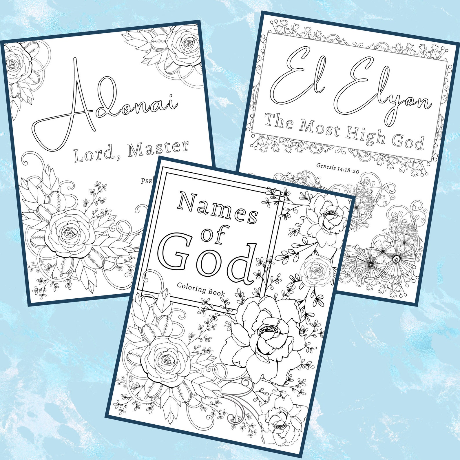 Names of God Scripture Coloring Pages Printable Adult | Etsy