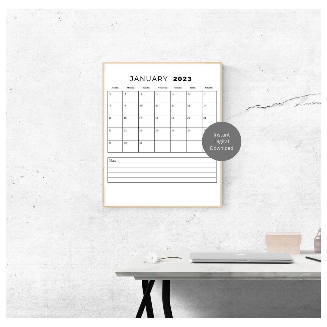2023 Calendar, Printable, Minimalist Simple Calendar, Square Size ...