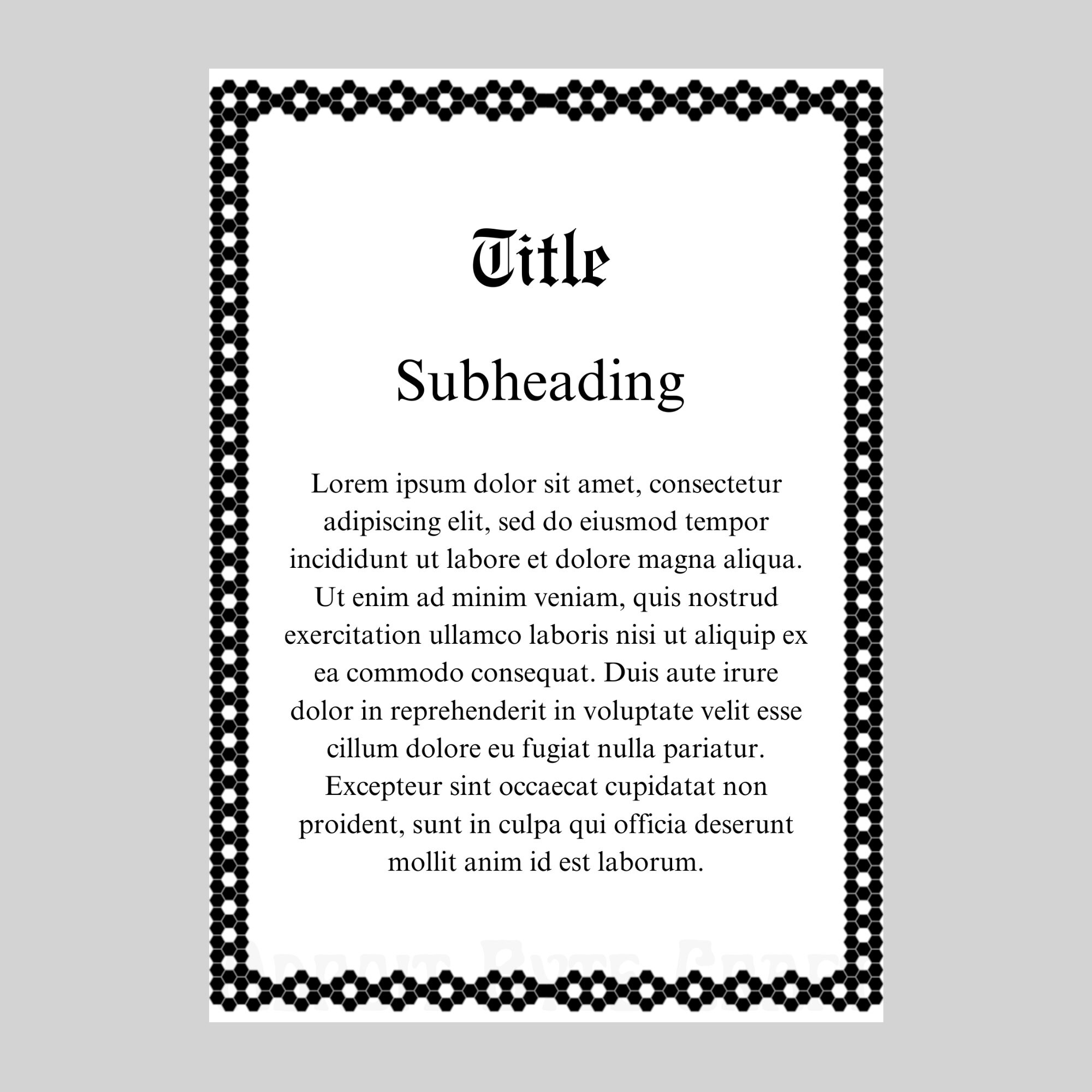 Hexagonal A4 Page Border Design SVG PNG PDF Ideal for Workbooks ...